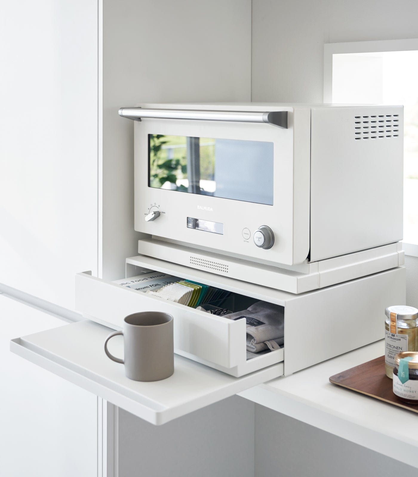 Countertop Drawer with Pull-Out Shelf - Steel | Japandi Supply House